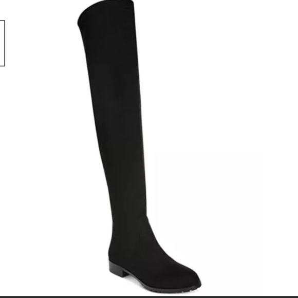 Bar III | Shoes | Bar Iii Over The Knee Black Flat Boots With Zippers ...